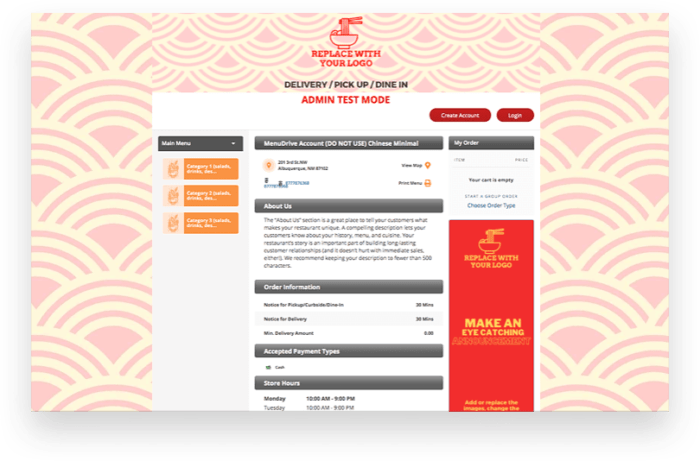 Chinese restaurant website template minimal – MenuDrive – Restaurant ...
