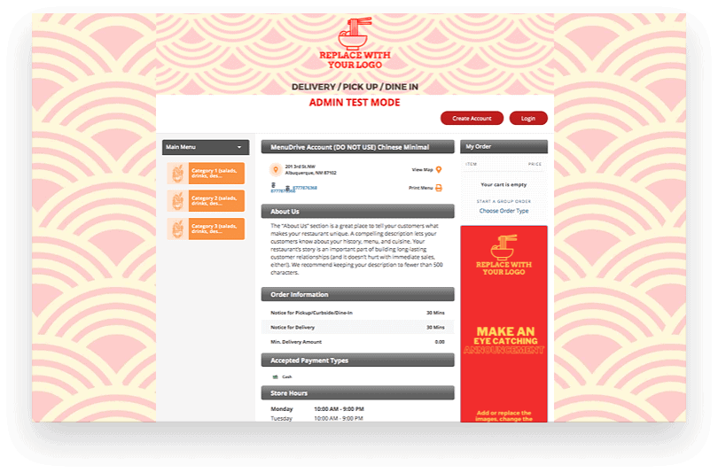 Chinese restaurant website template minimal – MenuDrive – Restaurant ...